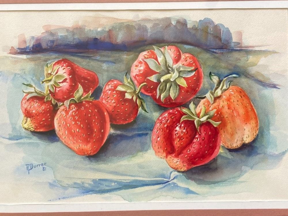 Gemälde Aquarell Erdbeeren Stilleben signiert R.Durrer 1981 | Kaufen auf Ricardo