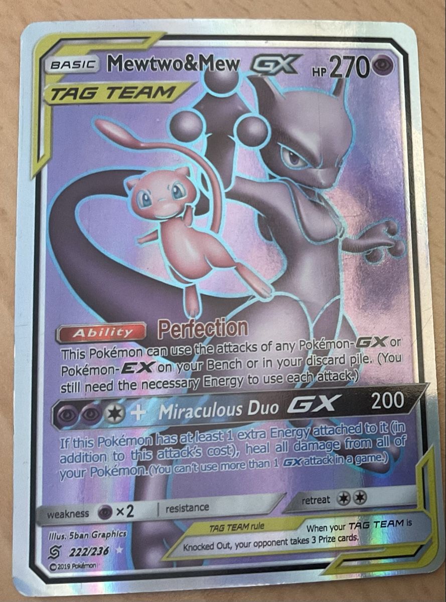 Pokemon: Mewtwo & Mew GX TAG TEAM Full Art card ultra rare. (Neu ...