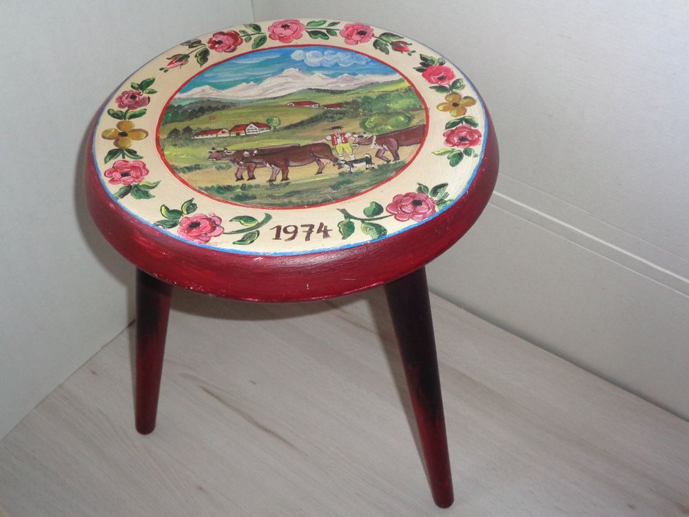 APPENZELLER BILD AUF HOLZ-SCHEMEL HOCKER 1974 SÄNTIS (Gebraucht) in ...