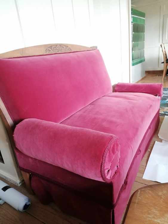 Vintage Sofa Samt rot | Kaufen auf Ricardo