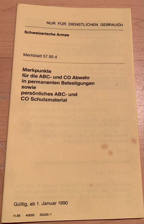 Merkblatt 57.95d Merkpunkte für ABC und CO Abwehr in Festung (Gebraucht ...