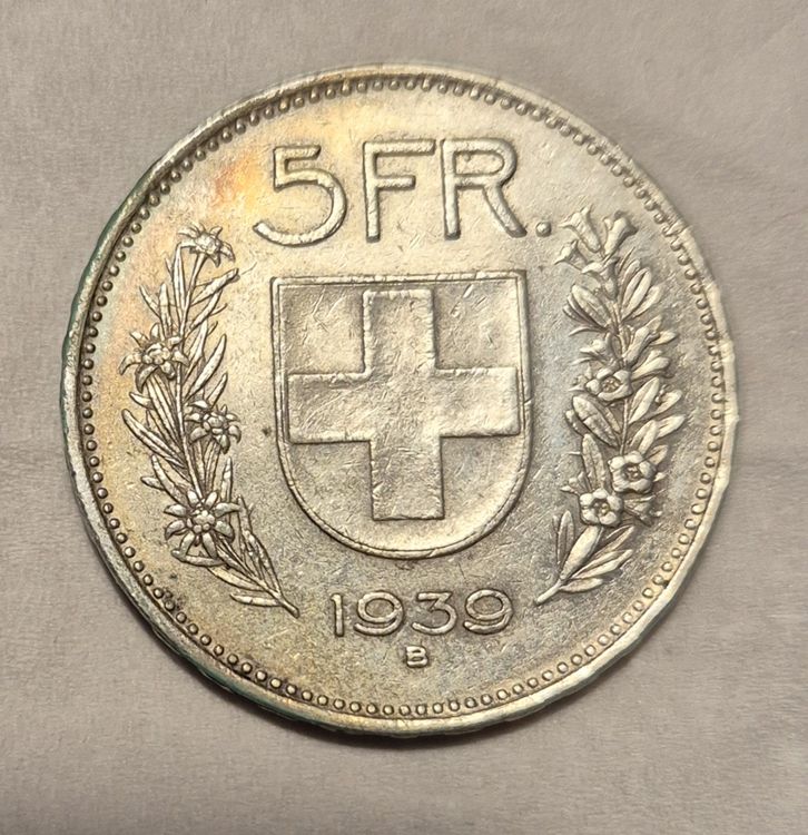 Münze 5 Franken Helvetia 1939 (Gebraucht) in Kriens für CHF 9 – mit Lieferung auf Ricardo kaufen