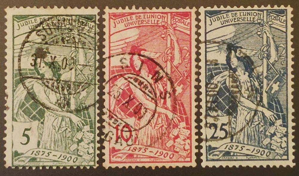 1900 25 Jahre Weltpostverein UPU 77B-79B ʘ gestempelt (Gebraucht) in Seltisberg für CHF 5.2 ...