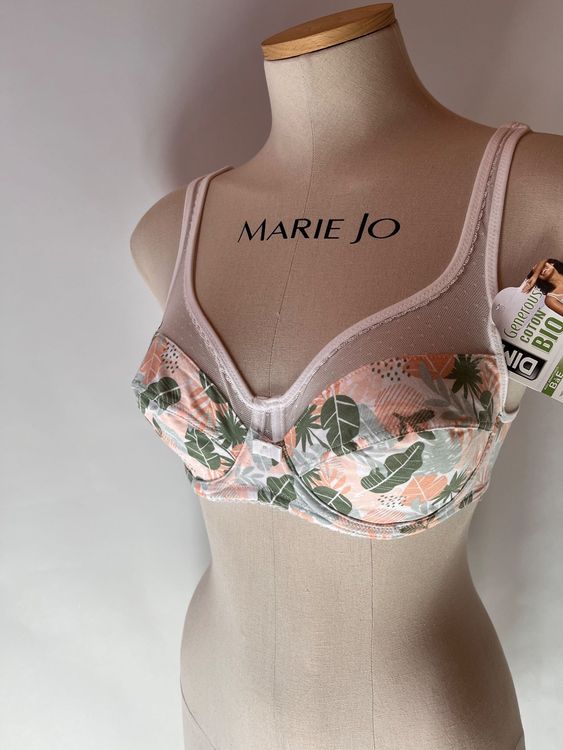 DIM, Bügel-BH GENEROUS Coton Bio, Grösse 80B, Weiss/Blätter (Neu und originalverpackt) in ...