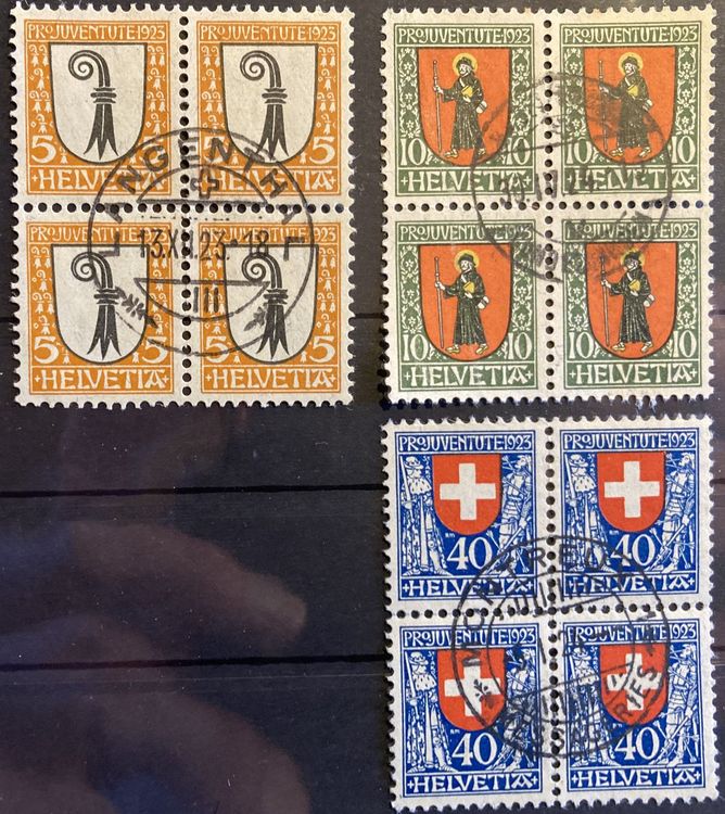 3x PJ 1923 Viererblöcke J25, J26, J28, SBK 615 Fr. | Kaufen auf Ricardo