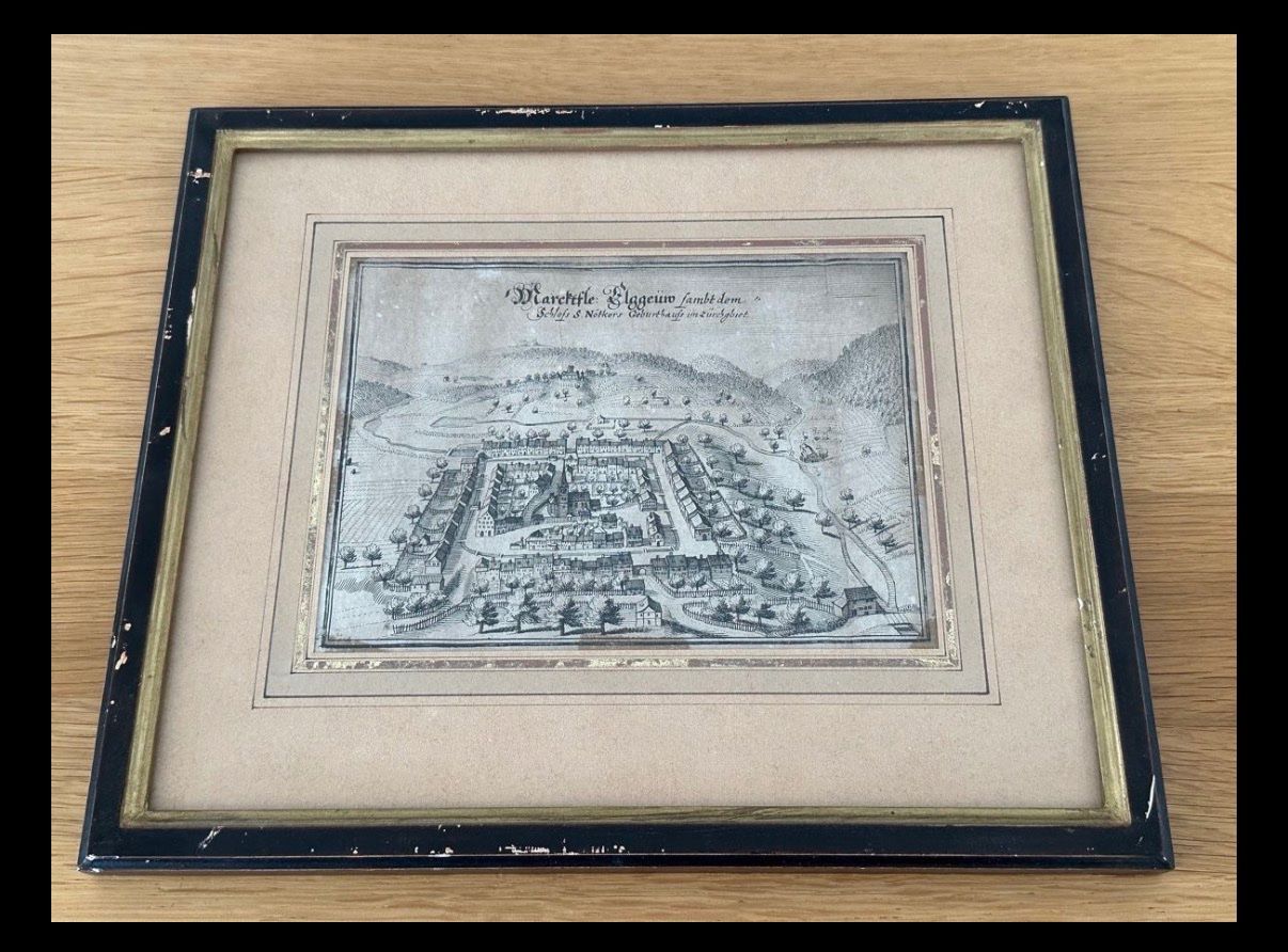 Matthäus Merian Kupferstich „Egg“ um 1650 – gerahmt (Gebraucht) in ...