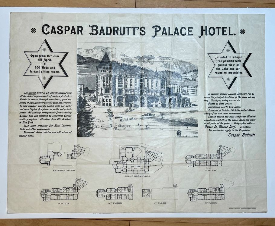 Palace Hotel Caspar Padrutt St. Moritz Engadin Infoblatt (Gebraucht) in ...