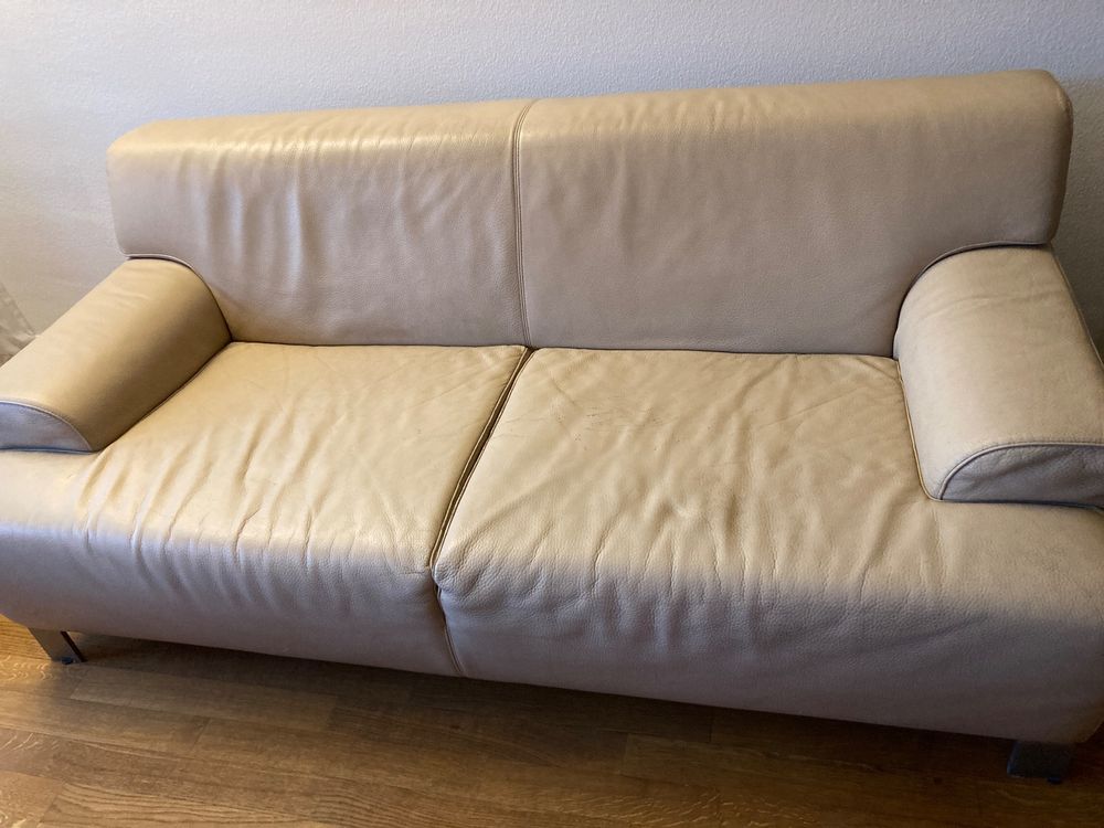 Echtleder Sofa mit Sessel in beige | Kaufen auf Ricardo
