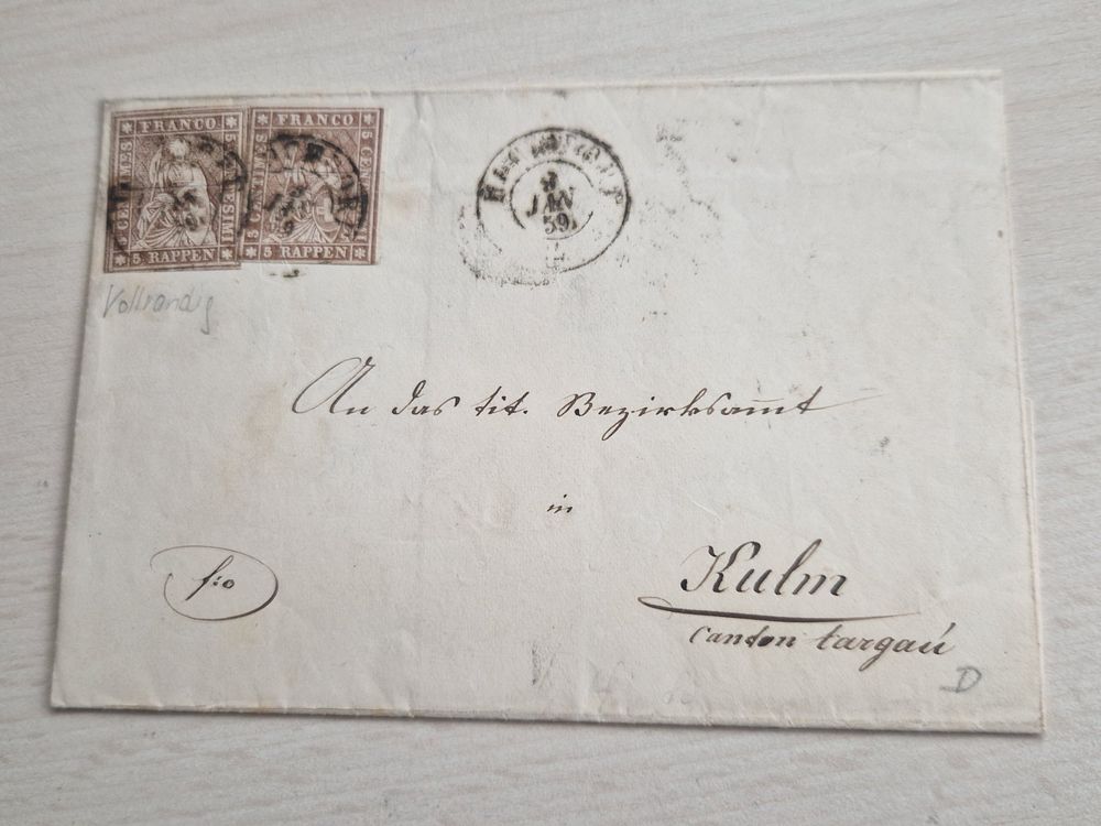 gut erhaltener Strubeli - Brief mit Abart nach Kulm, ab 1.- (Gebraucht ...