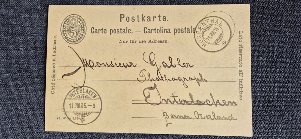 Alte Postkarte Interlaken 1905 handschriftlich | Kaufen auf Ricardo