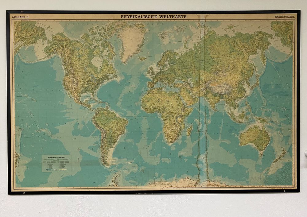 Weltkarte Globus Bild antik vintage, gross (Gebraucht) in Zürich für CHF 12 – nur Abholung auf ...