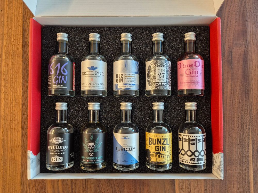 Gin Tasting Box Swiss Edition 10x5cl, entdecke Schweizer Gin (Neu und ...