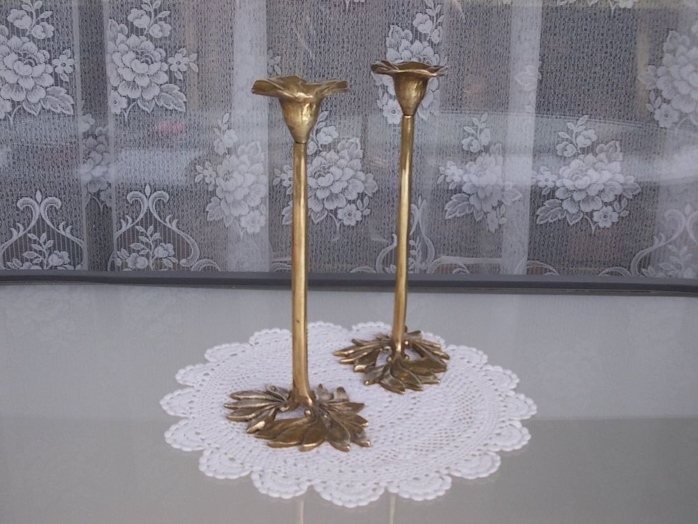 1Paar Jugendstil Flower Design Messing Kerzenständer um 1900 (Gebraucht ...