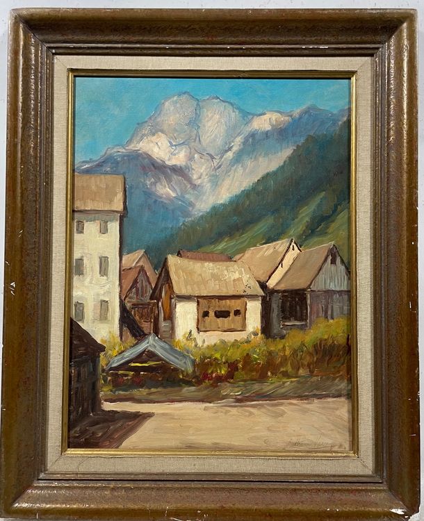 Gemälde mit Top Berg Aussicht unleserlich Signiert | Kaufen auf Ricardo