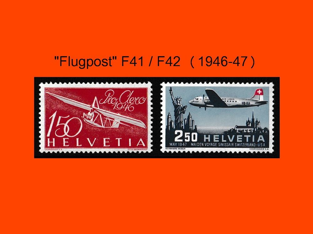 "Flugpost" F41 / F42 (1946 - 1947) (Neu (gemäss Beschreibung)) in Dübendorf für CHF 8.5 – mit ...