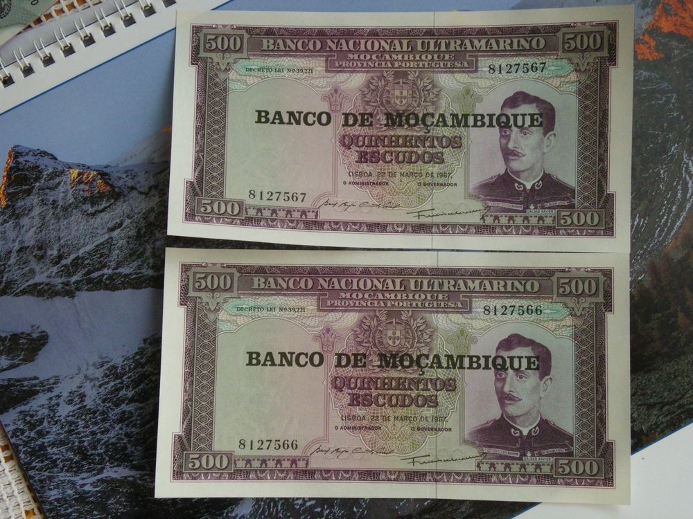 Mozambique 500 Escudos 1967, P-118, UNC,Numeros Consecutivos (Neu (gemäss Beschreibung)) in ...