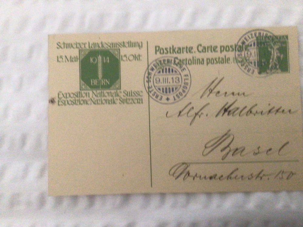 Postkarte CH Landesausstellung Bern 1914 -Flugpost 9.3.13 (Gebraucht) in Allschwil für CHF 5 ...