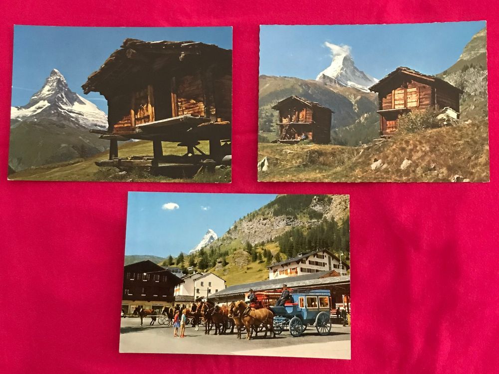Zermatt Postkarten, Matterhorn, Vintage, 3 Stk. Schweiz (Neu (gemäss ...