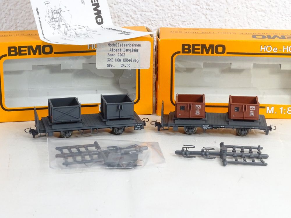 Bemo 2262 + 2258 Kieswagen + Behälterwagen, RhB, H0m, OVP (Neu (gemäss ...