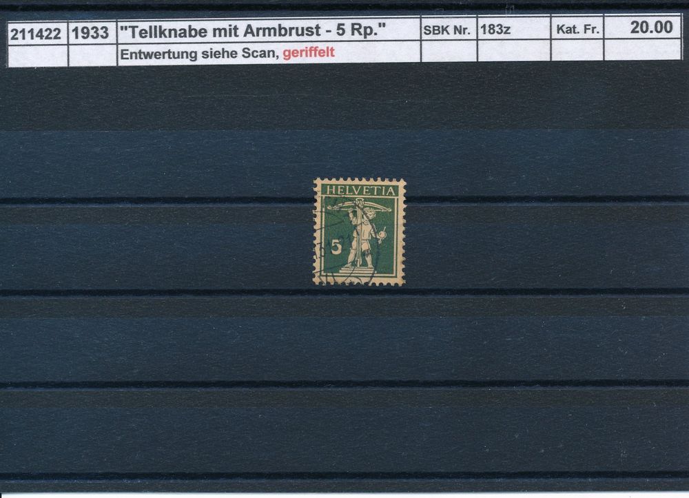1933 Tellknabe mit Armbrust - 5 Rp., geriffelt | Kaufen auf Ricardo