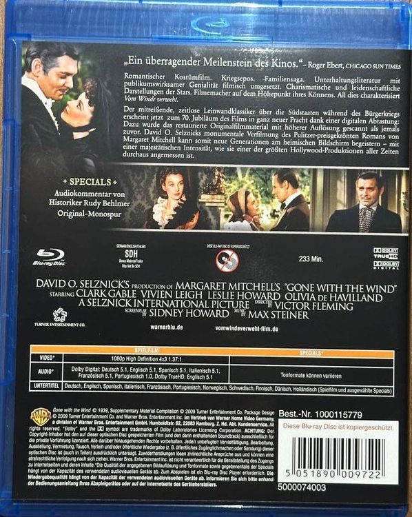 Vom Winde verweht - Gone With The Wind, Blu-ray, Top Zustand (Gebraucht) in Beringen für CHF 8 ...