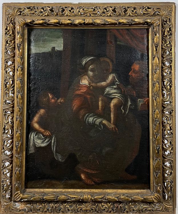 17. Jh. grosses Heiliges Gemälde mit faszinierender Malerei | Kaufen ...