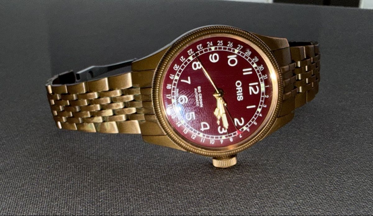 Oris Big Crown Bronze Pointer Date bordeaux / rot im Fullset (Gebraucht ...