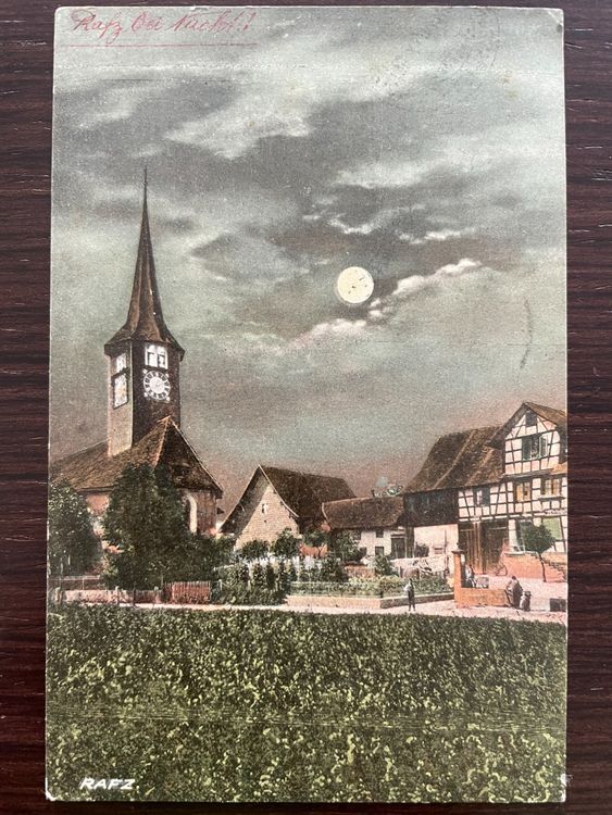 RAFZ bei Nacht, Mondschein, EINGEFASSTER STABSTEMPEL RAFZ! (Gebraucht ...