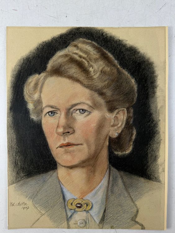 Original Portraitzeichnung Frau Kohle/Pastell sign. 1947 (Gebraucht) in Neuhausen am Rheinfall ...