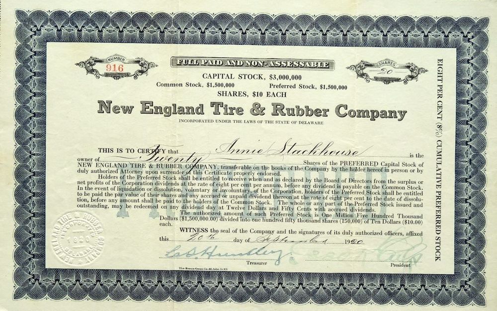 New England Tire & Rubber Company - 1920 (Gebraucht) in Solothurn für ...