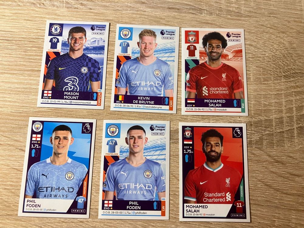 Panini Premier League 6x Bilder Salah, Foden, KDB, Mount | Kaufen auf Ricardo