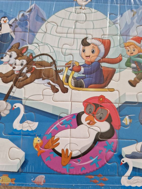 Holzpuzzle, 30 Teile, Eisbär, Pinguin, Iglu, Robbe, Krebs (Neu und ...