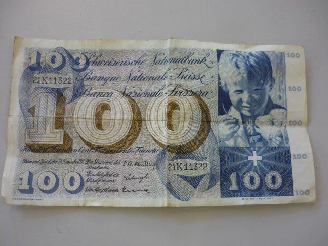 Banknote 100er Note 100 Franken 1958 (Defekt) in Belp für CHF 15 – mit ...