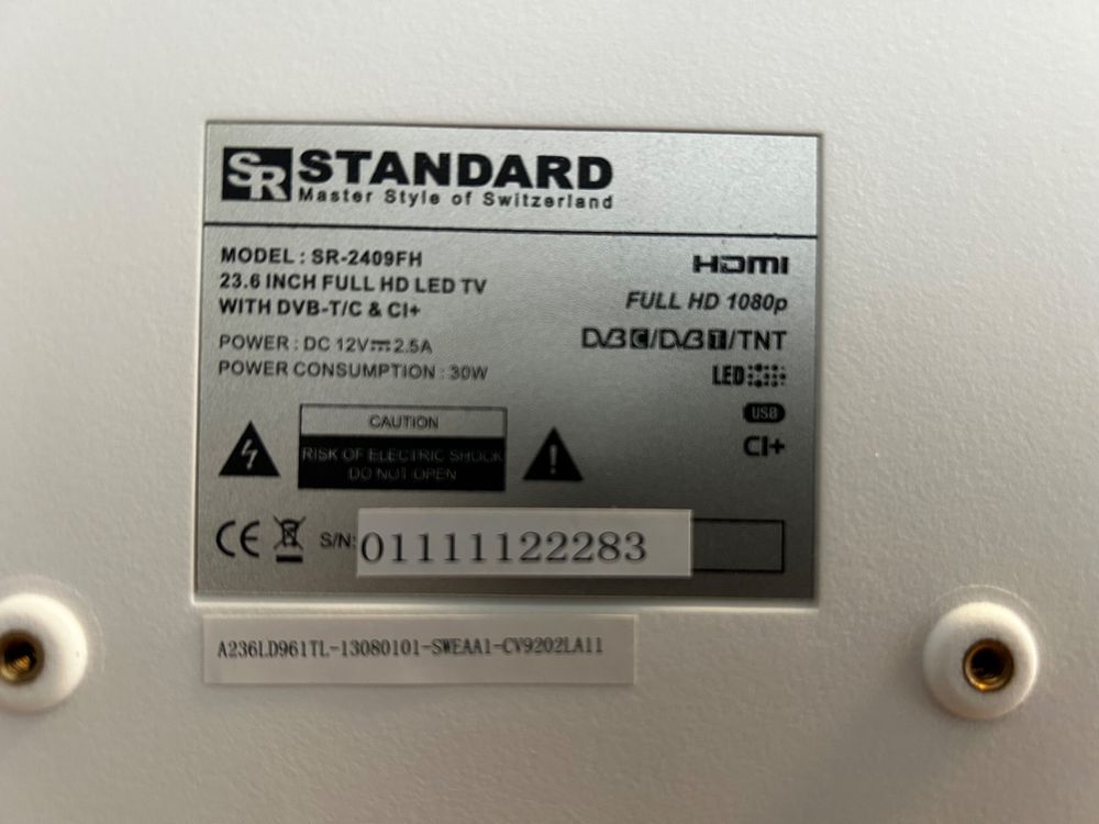 Standard TV SR-2409FH, weiss, Full HD Top Zustand (Gebraucht) in Aesch ...