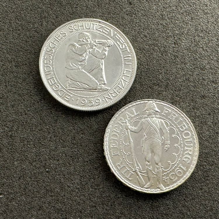 5 Franken Silber Fribourg 1934 & Luzern 1939 (Gebraucht) in Reitnau für CHF 45 – mit Lieferung ...