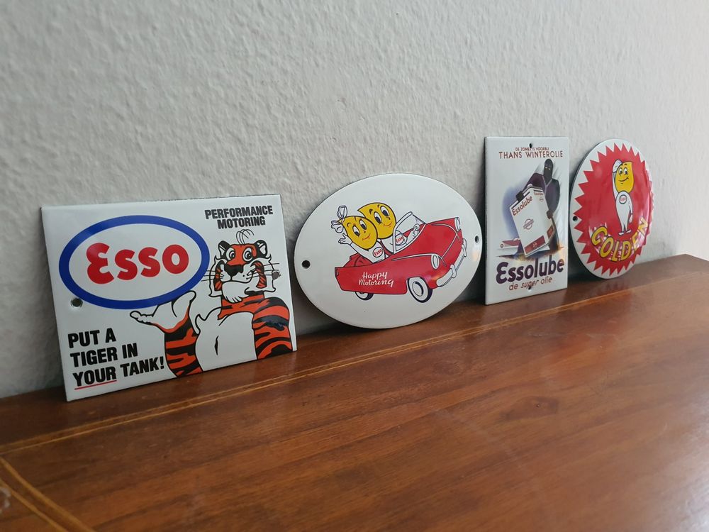 Emailschild ESSO Tankstelle Motor Oil Emaille Schild Reklame (Neu ...