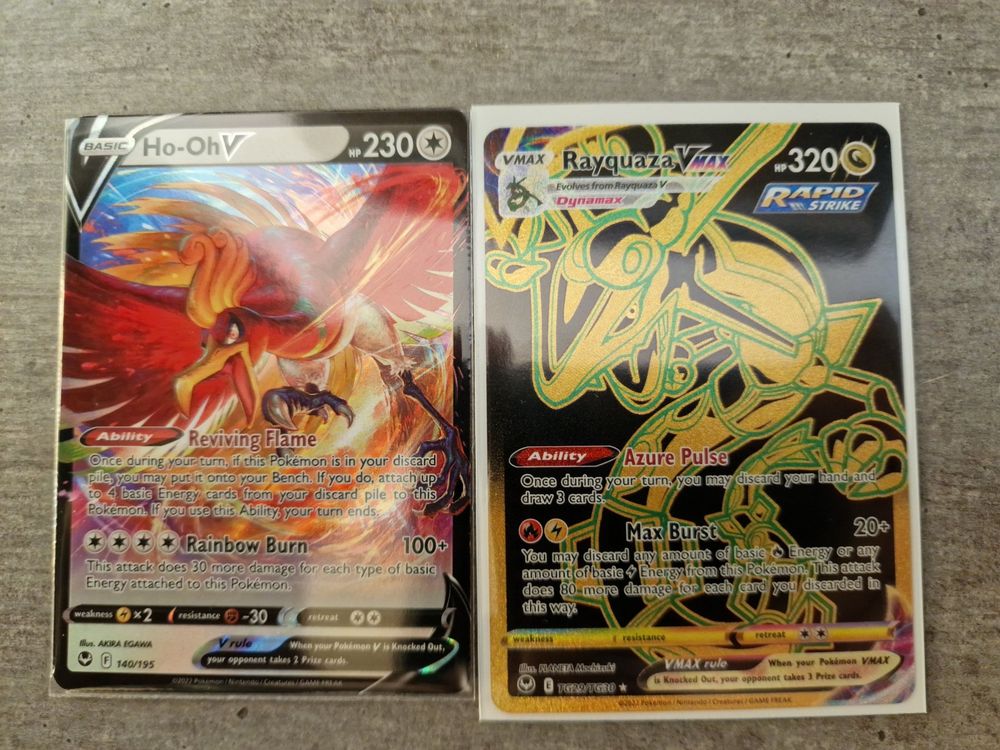 Rayquaza Vmax Gold + Ho-oh Silver Tempest EN (Gebraucht) in Rüschegg Gambach für CHF 21 – mit ...