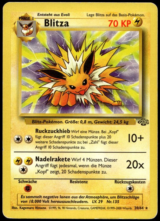 Blitza 20/64 Rare Pokémon Jungle ab 1.- (Neu (gemäss Beschreibung)) in ...