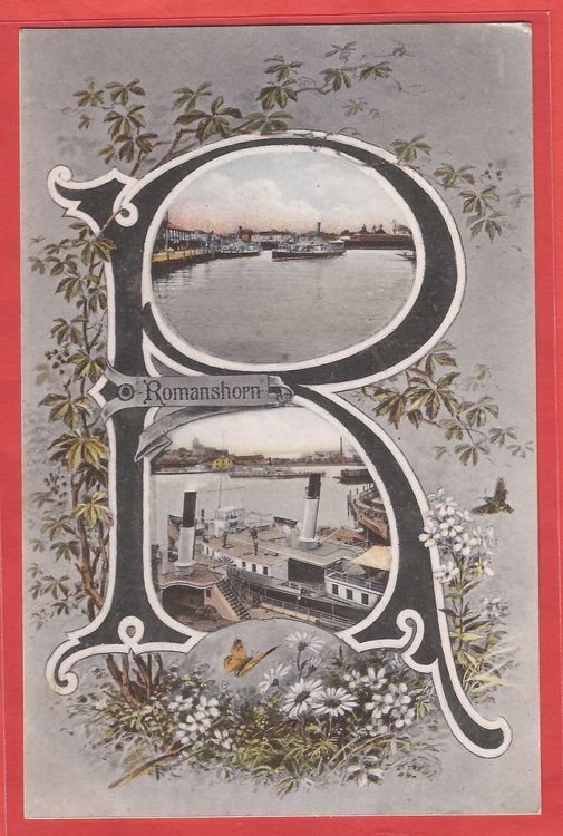 Romanshorn mit Dampfschiff - Buchstabenkarte R - 1907 (Gebraucht) in Fislisbach für CHF 6 – mit ...