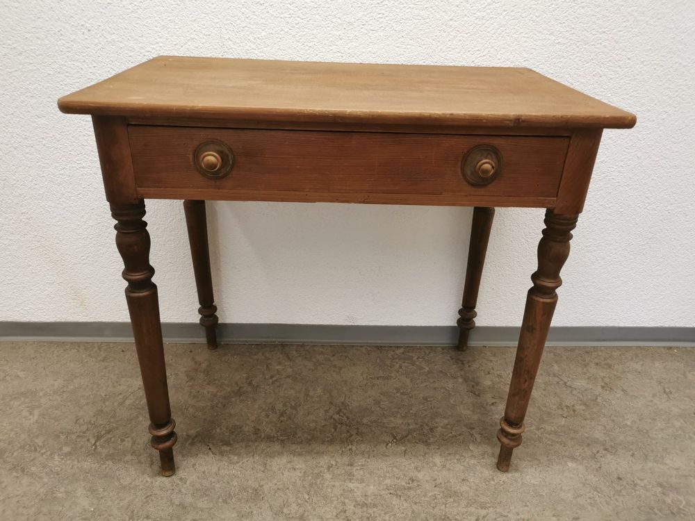 Alter Tisch Beistelltisch Schublade natur Holz 80x75x50cm | Kaufen auf ...