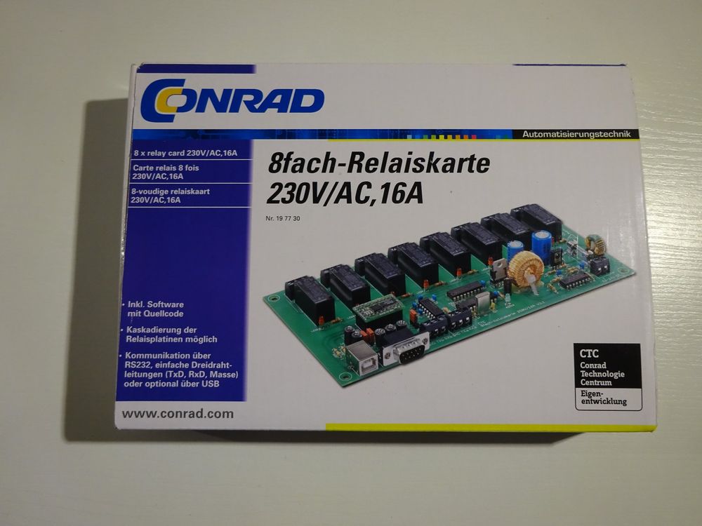 Relaiskarte 8 fach 230V/AC 16A RS232 Conrad (Neu und originalverpackt ...
