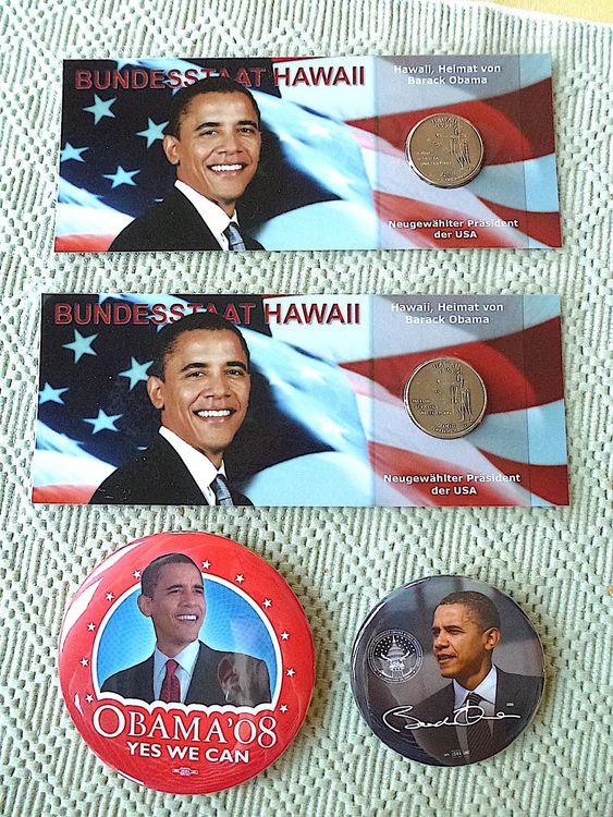 Barack Obama Ansteck Badge Hawai Münze 2008 yes we can (Gebraucht) in ...