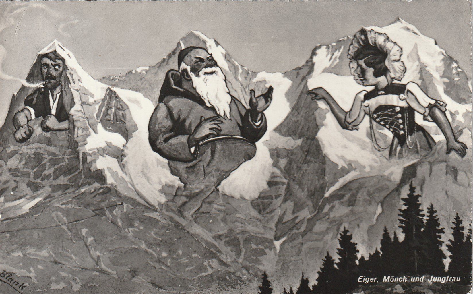Humor Karte Eiger Mönch und Jungfrau 1973 (Gebraucht) in Rupperswil für ...