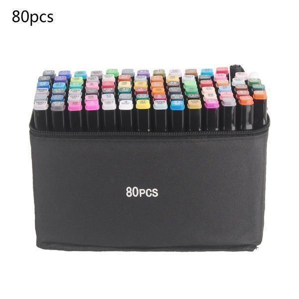 80Farben Marker Graffiti Pens Stifte Set Doppelspitze(6&1mm) (Neu ...