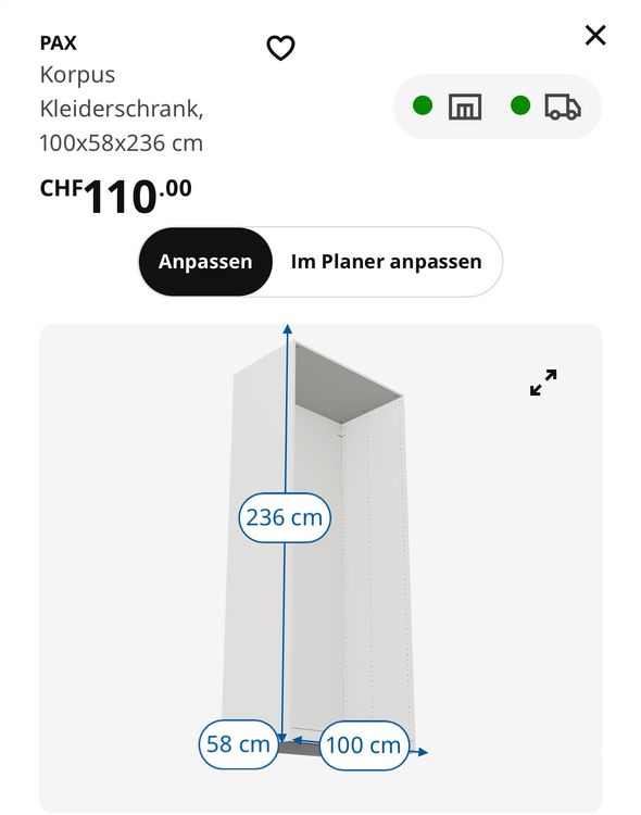 Kleiderschrank Pax Ikea | Kaufen auf Ricardo