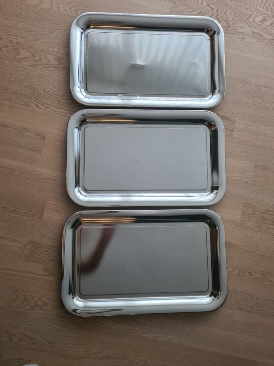 3 Chromstahlblech Service Platten 53 × 32 cm (Gebraucht) in Steinen für ...