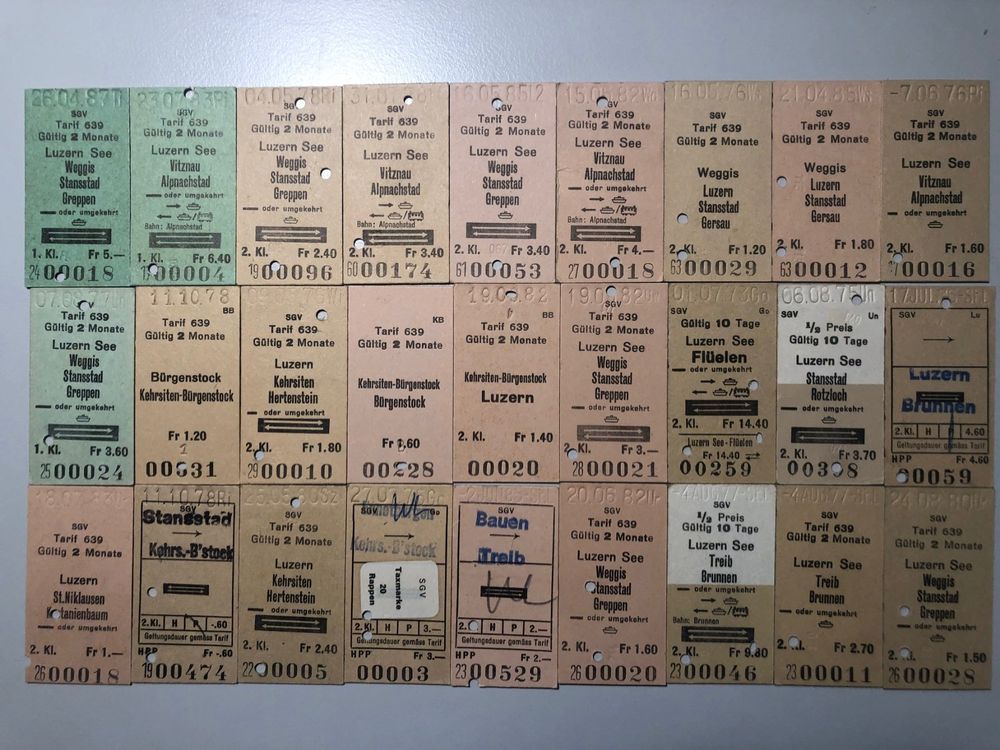 alte Kartonbillette vom Vierwaldstättersee (SGV) (Gebraucht) in Horw ...