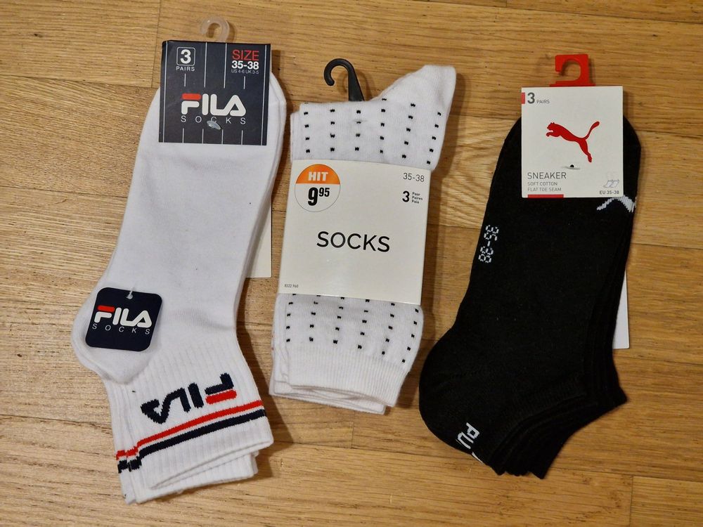 9 Paar Sneakersocken Puma, Fila, Migros, Gr. 35-38 neu | Kaufen auf Ricardo