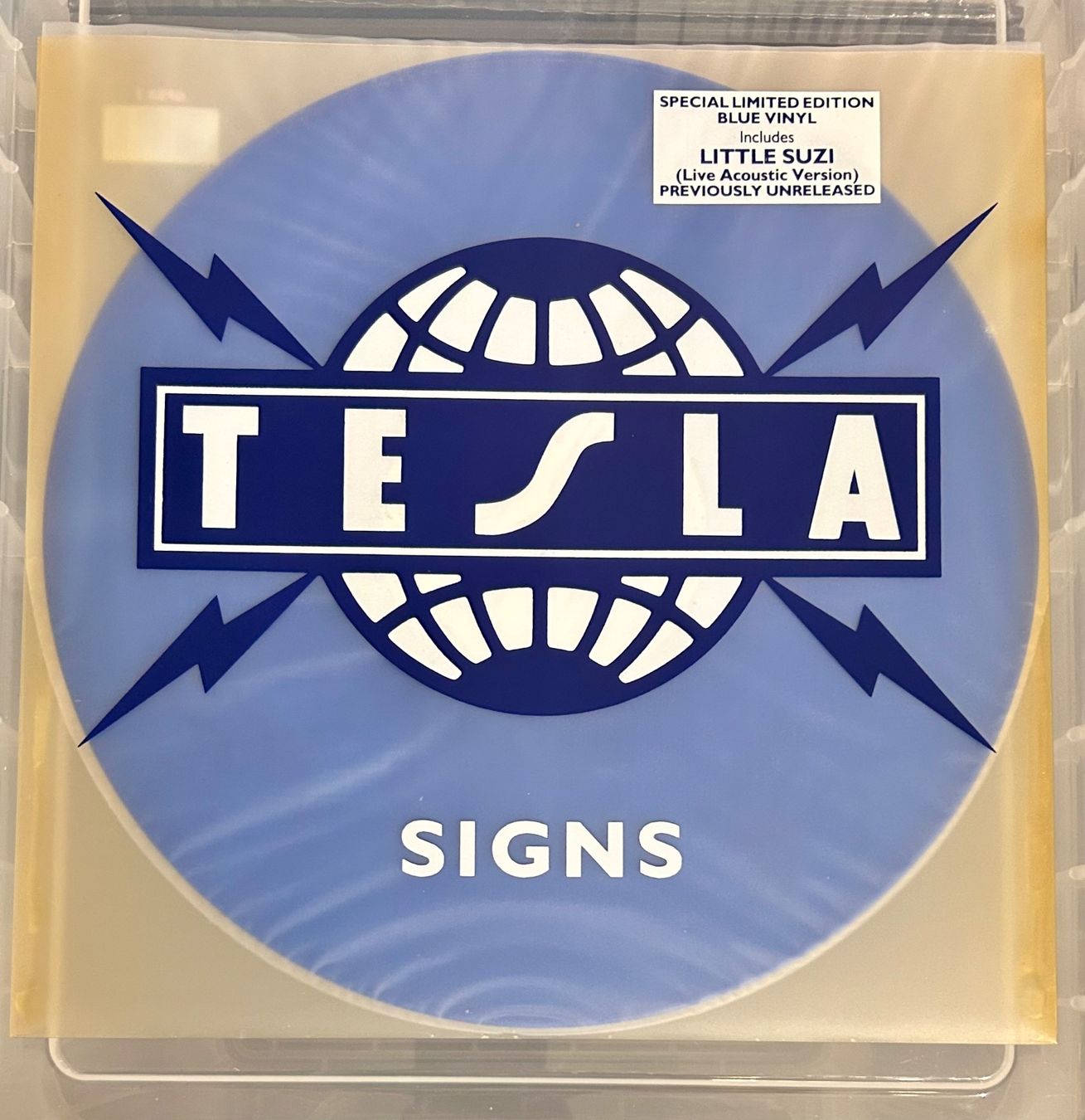 TESLA „Signs“ RARE LTD 12“ BLUE VINYL SIGNIERT! Alle 5! RAR (Gebraucht ...