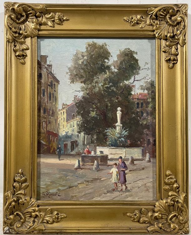 Antikes Gemälde mit Top Stadt Szene unleserlich Signiert | Kaufen auf Ricardo